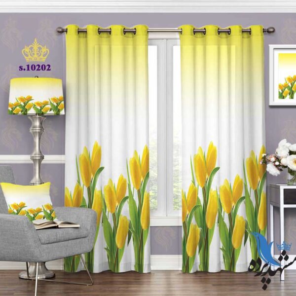 پرده پانچ گلدار طرح دسته گل S10203